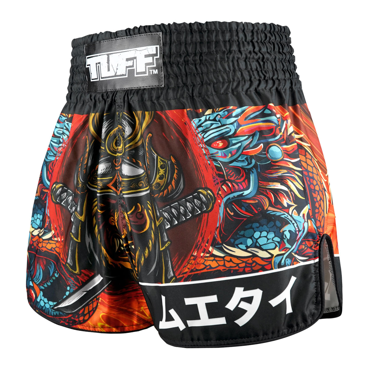 TUFF Muay Thai Boxing Shorts High-Cut Retro Style "Seraphic Seiryu Sam ...
