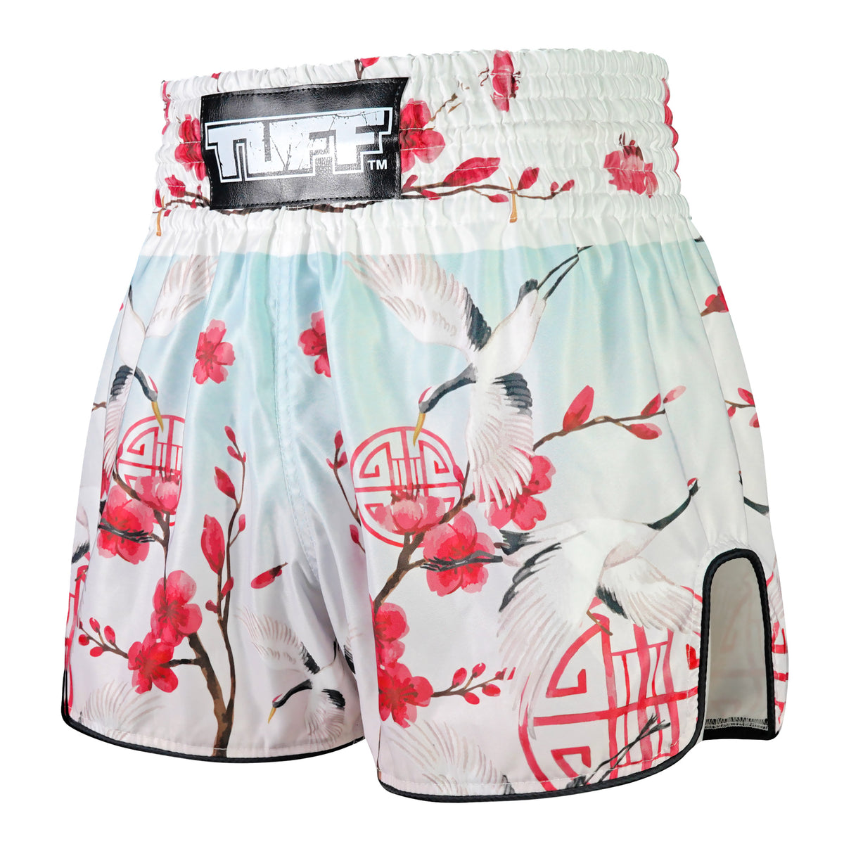TUFF Muay Thai Boxing Shorts High-Cut Retro Style "Akai Tsuru" The Red ...