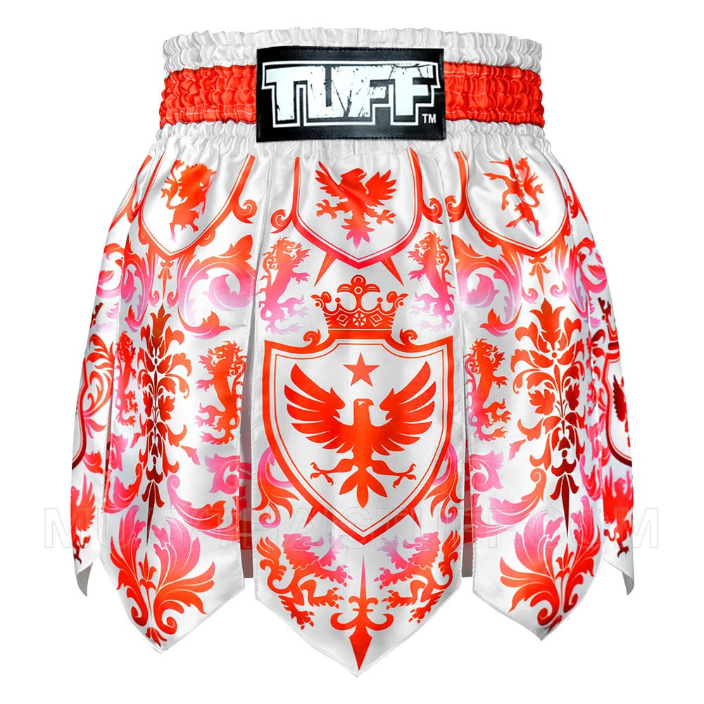 [Pre-Order] TUFF Muay Thai Boxing Shorts Gladiator Red & White Classic ...